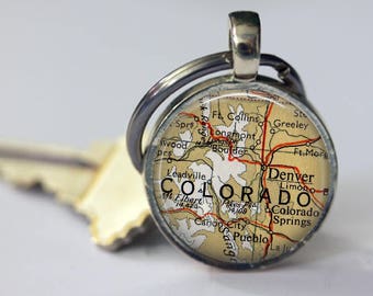 Denver Colorado Keychain Colorado Map Keychains Gift for | Etsy