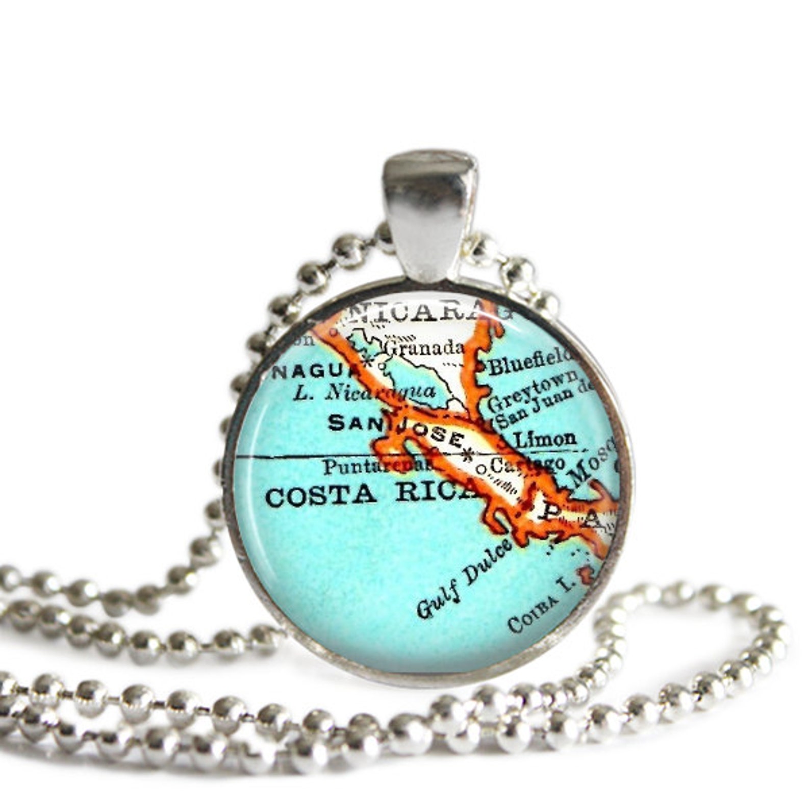 Costa Rica Map Pendant Charm Picture Pendant Photo Pendant - Etsy