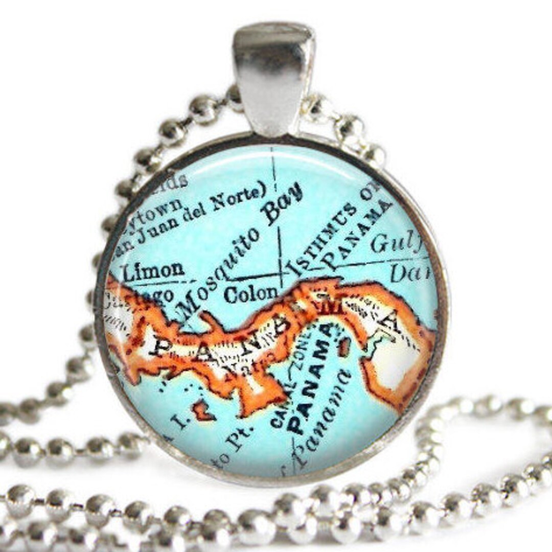 Panama Jewelry, Map Pendant Charm, Colon, Panama Map Necklace, Map ...