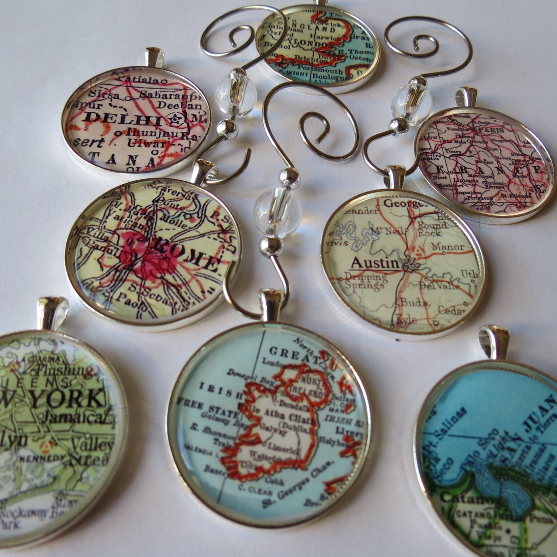 Personalized Map Christmas Ornament Set: Handmade Glass Ornament - Etsy