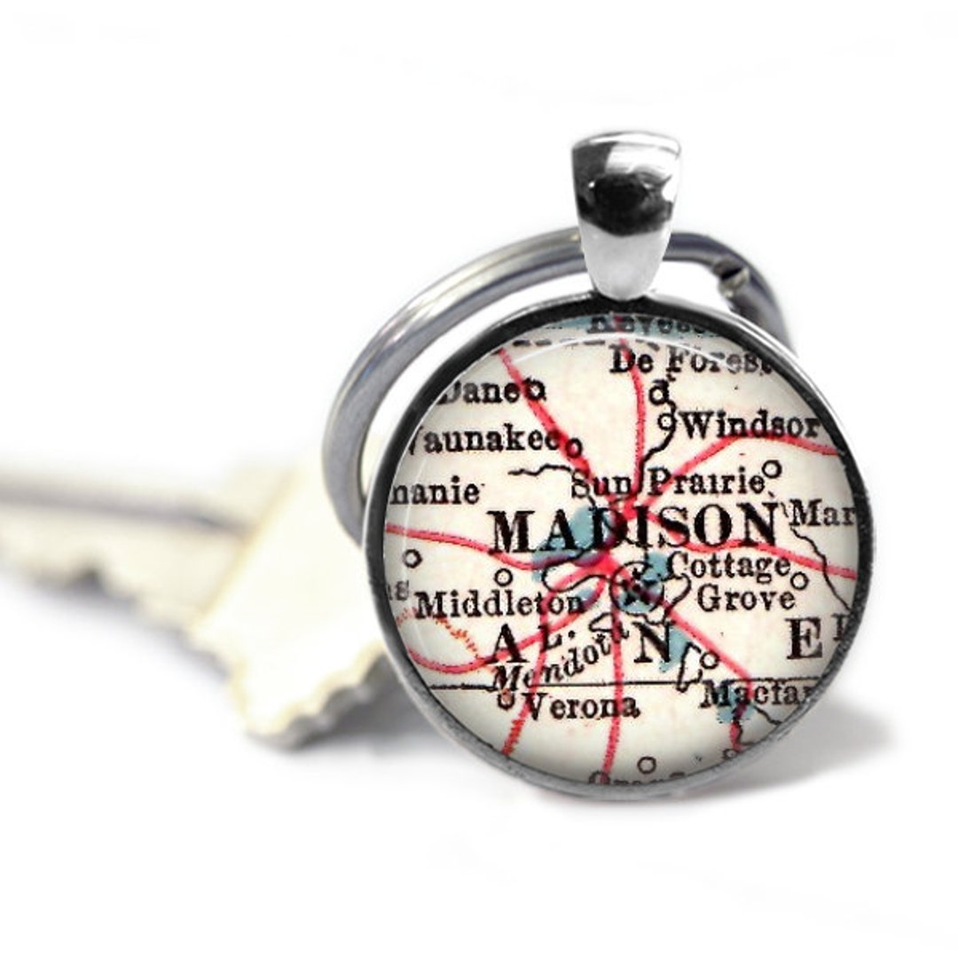 Madison Wisconsin Keychain, College Graduation Gift, Customized Map Key ...