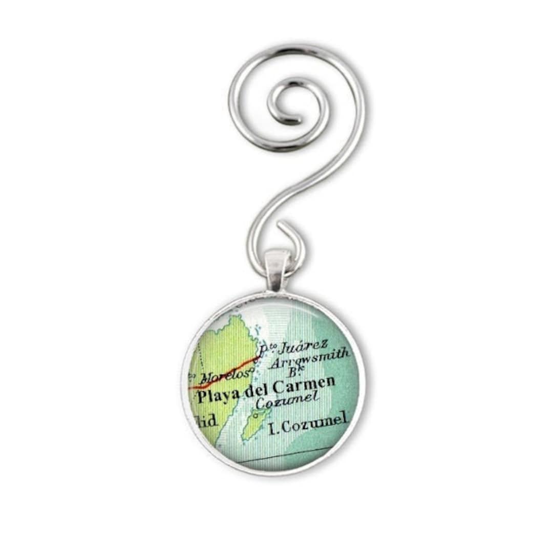 Cozumel Map Ornament: Playa Del Carmen, Vintage Travel Gift, Bronze ...