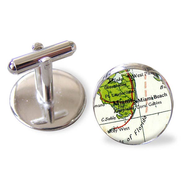 Miami Beach Custom Keychain Vintage Keychain with Florida | Etsy