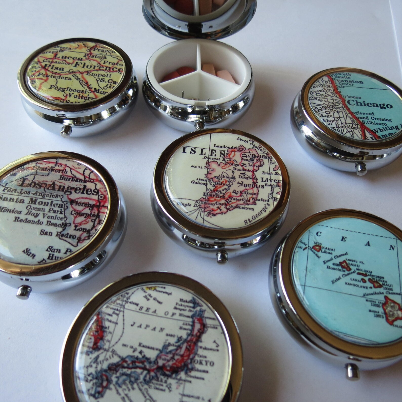 Personalized Pill Case, Round Pill Box, Gift for Girlfriend, Pill Cases ...