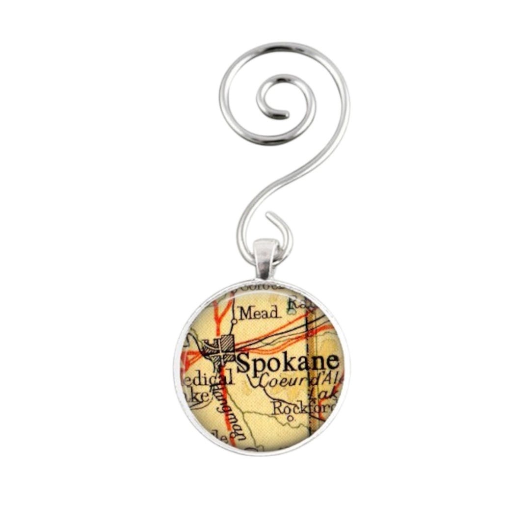Spokane Ornament, Available as a Keychain, Washington Map Ornament ...