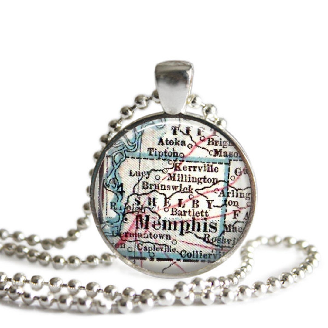 Memphis Tennessee Map Pendant Necklace: Vintage Style Jewelry - Etsy