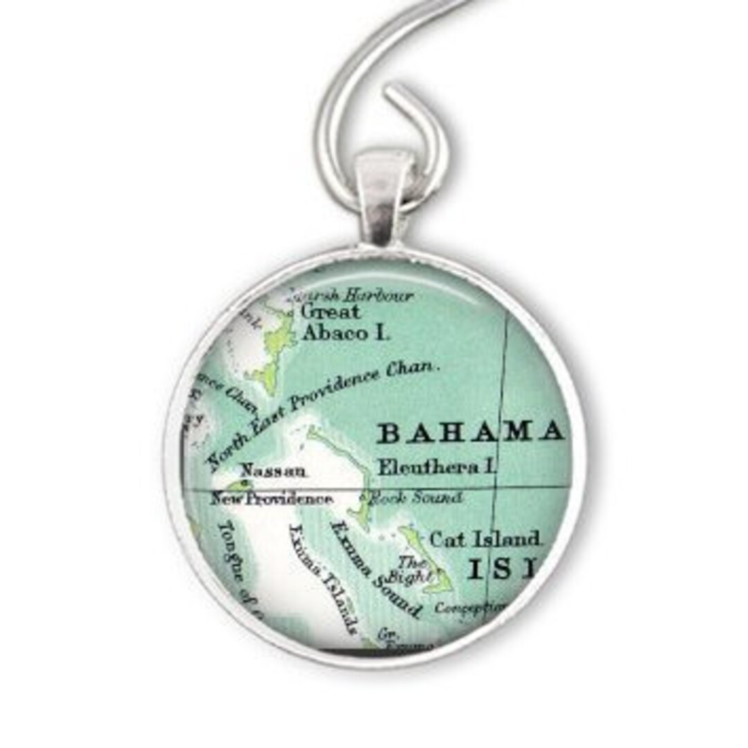 Bahamas Map Ornament, Bahamas Necklace, Bahamas Island Pendant, Bahamas ...