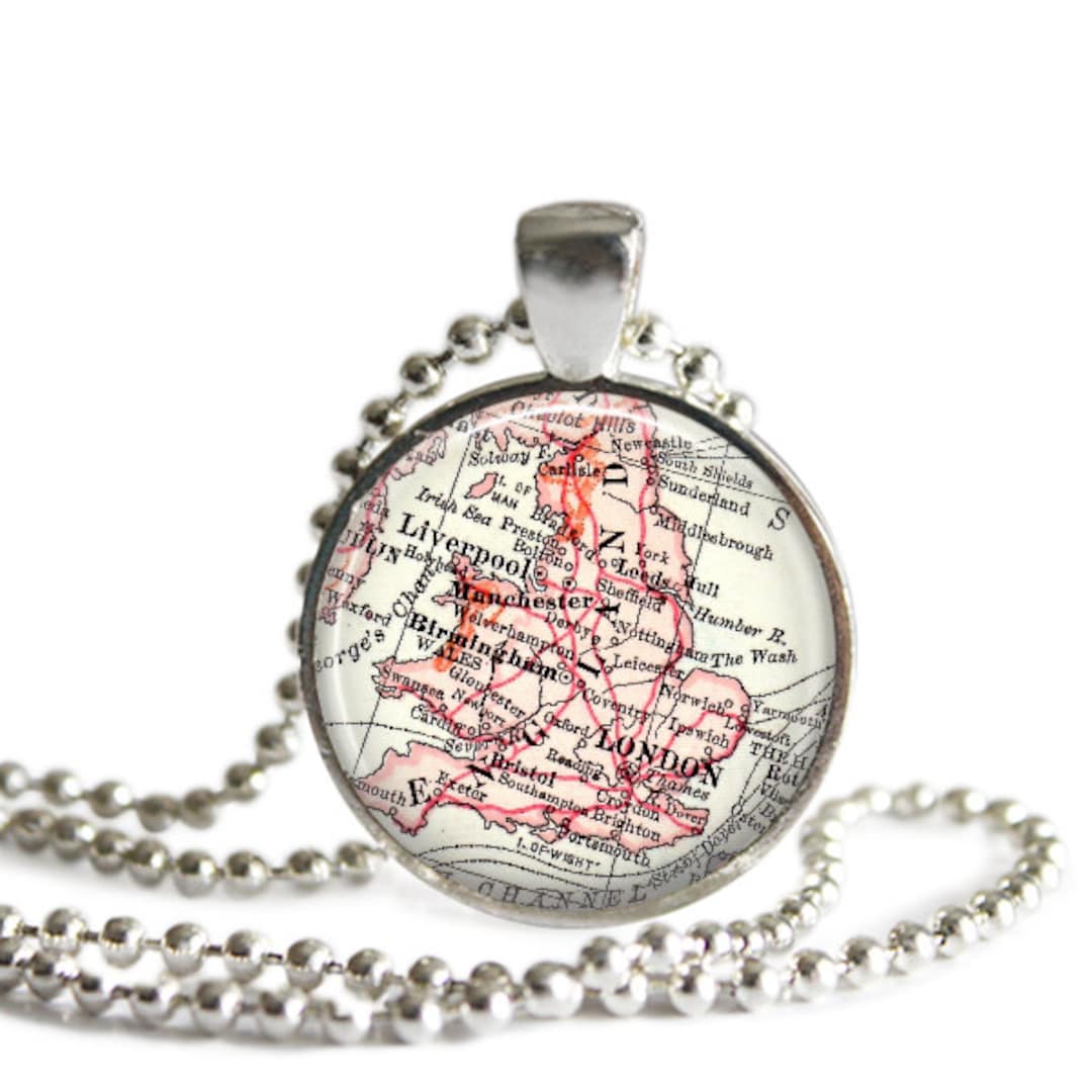 England, United Kingdom Map Jewelry, England Necklace, London Map ...
