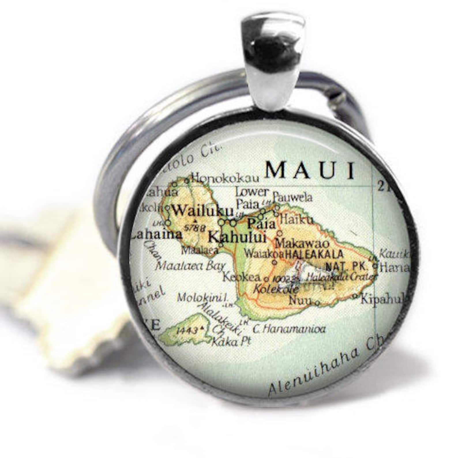 Maui Hawaii Map Keychains Anniversary Gifts for Men Hawaiian - Etsy