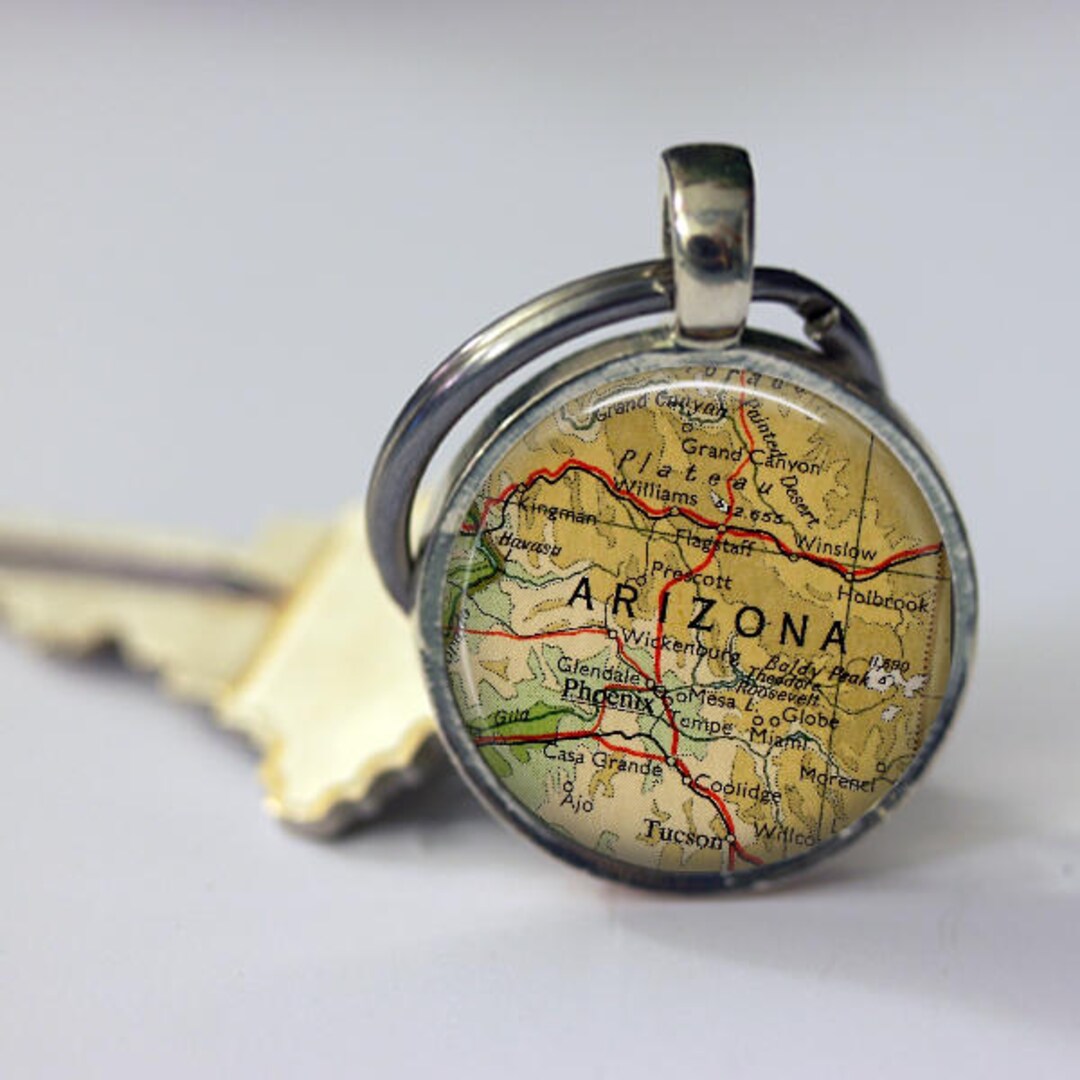 Arizona Keychain for him, Phoenix key chains for women, Flagstaff map ...