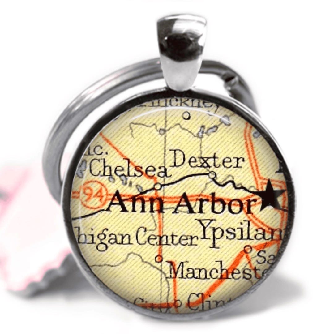 Ann Arbor MI College Town Map Keychain – Personalized Location Gift - Etsy