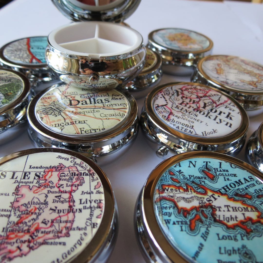 Custom Map Pill Box, Personalized Travel Gift - Etsy