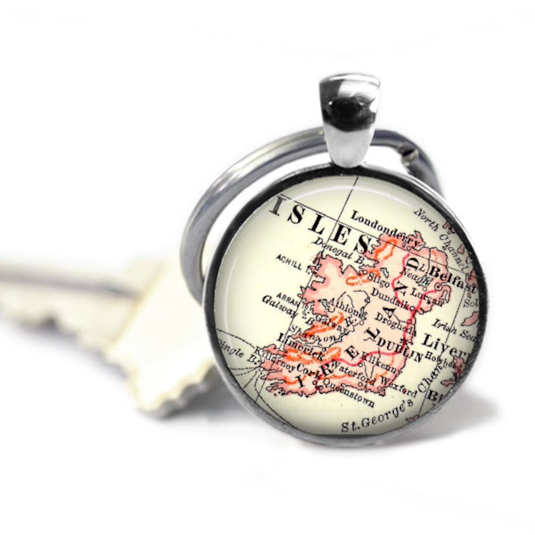 Custom Ireland Keychain, Ireland Map Keychains, Irish Key Chain, Dublin ...