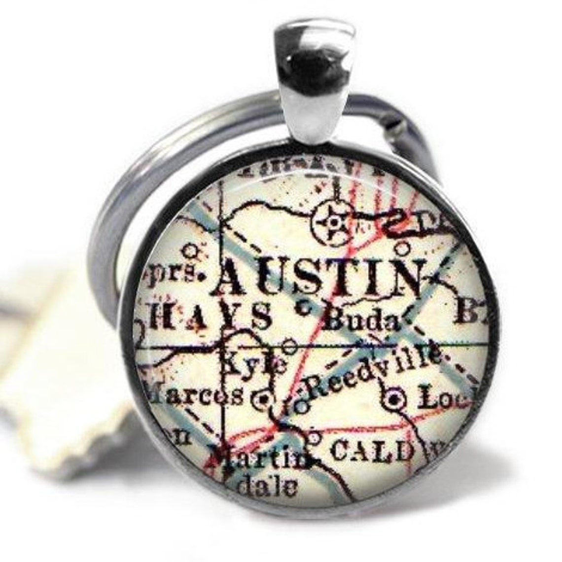 Austin Map Keychain Texas Keychain Vintage Austin Keychain - Etsy