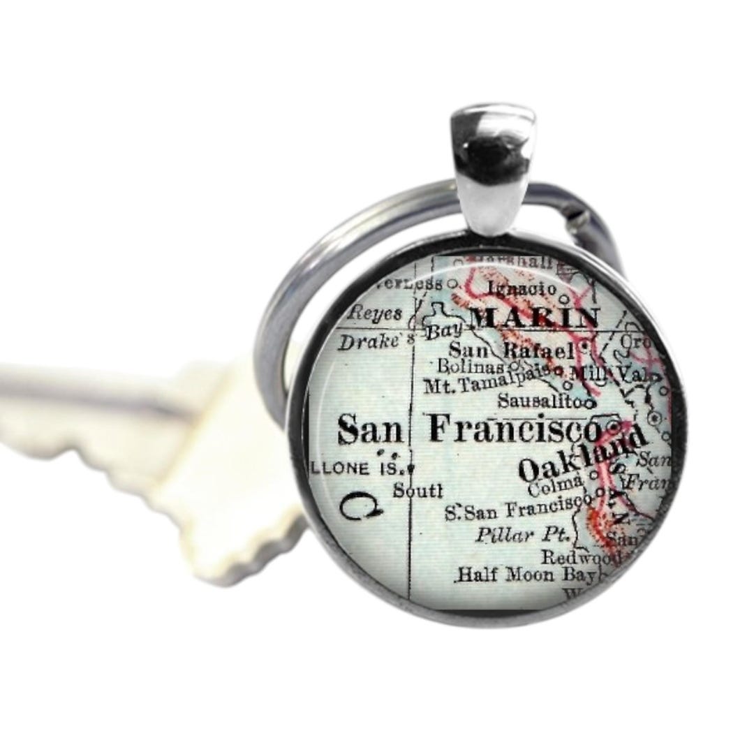 San Francisco, Oakland Map Key Chain, Alcatraz, Oakland Keychain ...