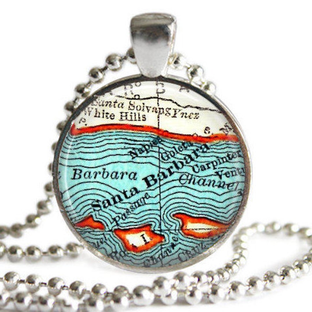 Santa Barbara California Gifts, Map Necklace, Santa Barbara Gift, Wife ...
