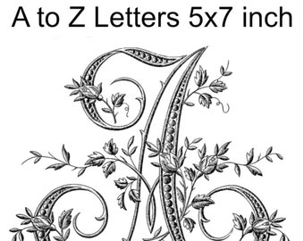 Full Set of 26 Single A to Z Fancy FRENCH ALPHABET LETTERS Large A4 ...