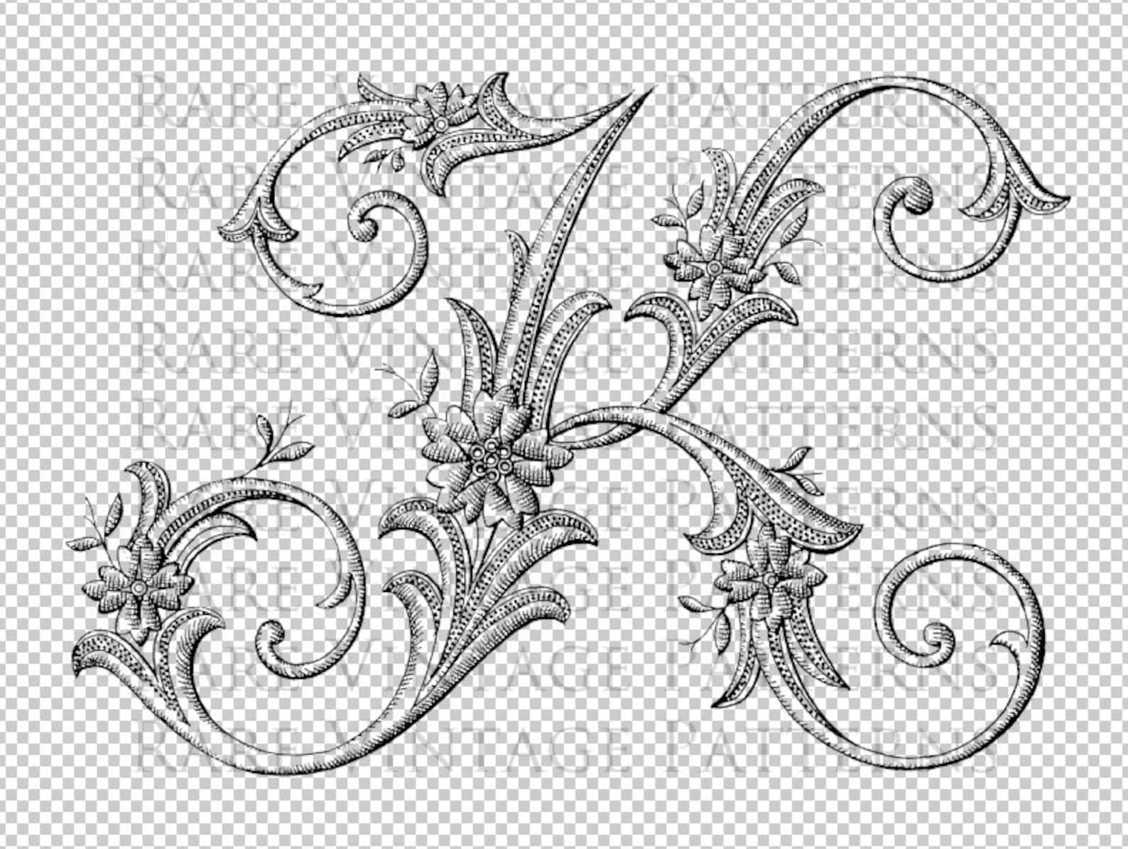 FRENCH ALPHABET #1 STENCIL Large Letter - K -monogram Initial Png ...