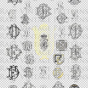 32 Fancy Vintage MONOGRAMS STENCIL Jpg White and Png Transparent ...
