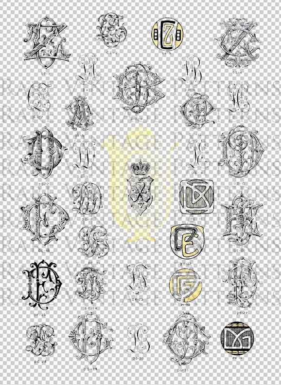 32 Fancy Vintage MONOGRAMS STENCIL Jpg White and Png Transparent ...