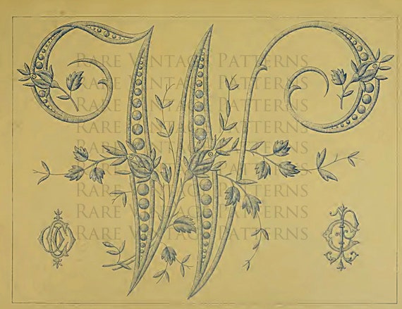 Antique Original FRENCH FLORAL ALPHABET Large Letter W | Etsy