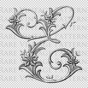 FRENCH ALPHABET #1 STENCIL Large Letter - E - Monogram Initial Png ...