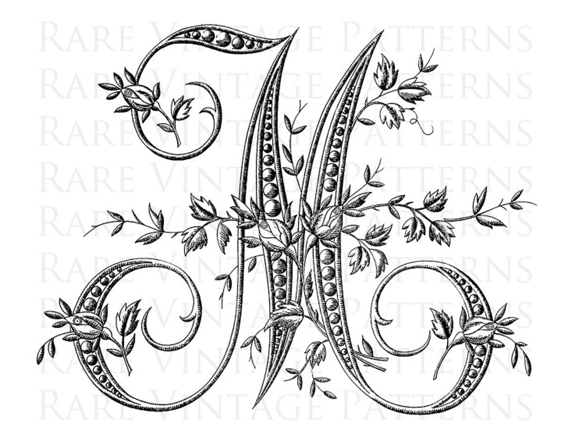 FRENCH ALPHABET STENCIL Large Letter - M - Monogram Initial Png ...