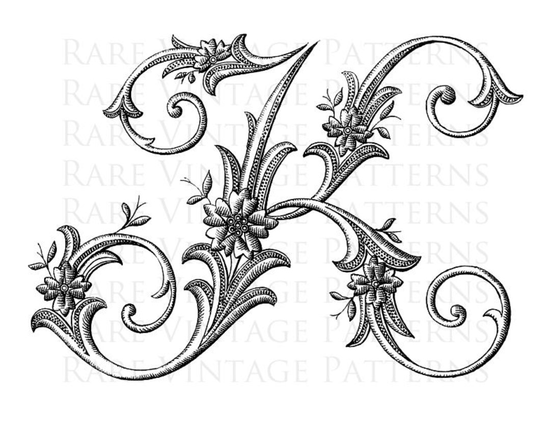 FRENCH ALPHABET #1 STENCIL Large Letter - K -monogram Initial Png ...