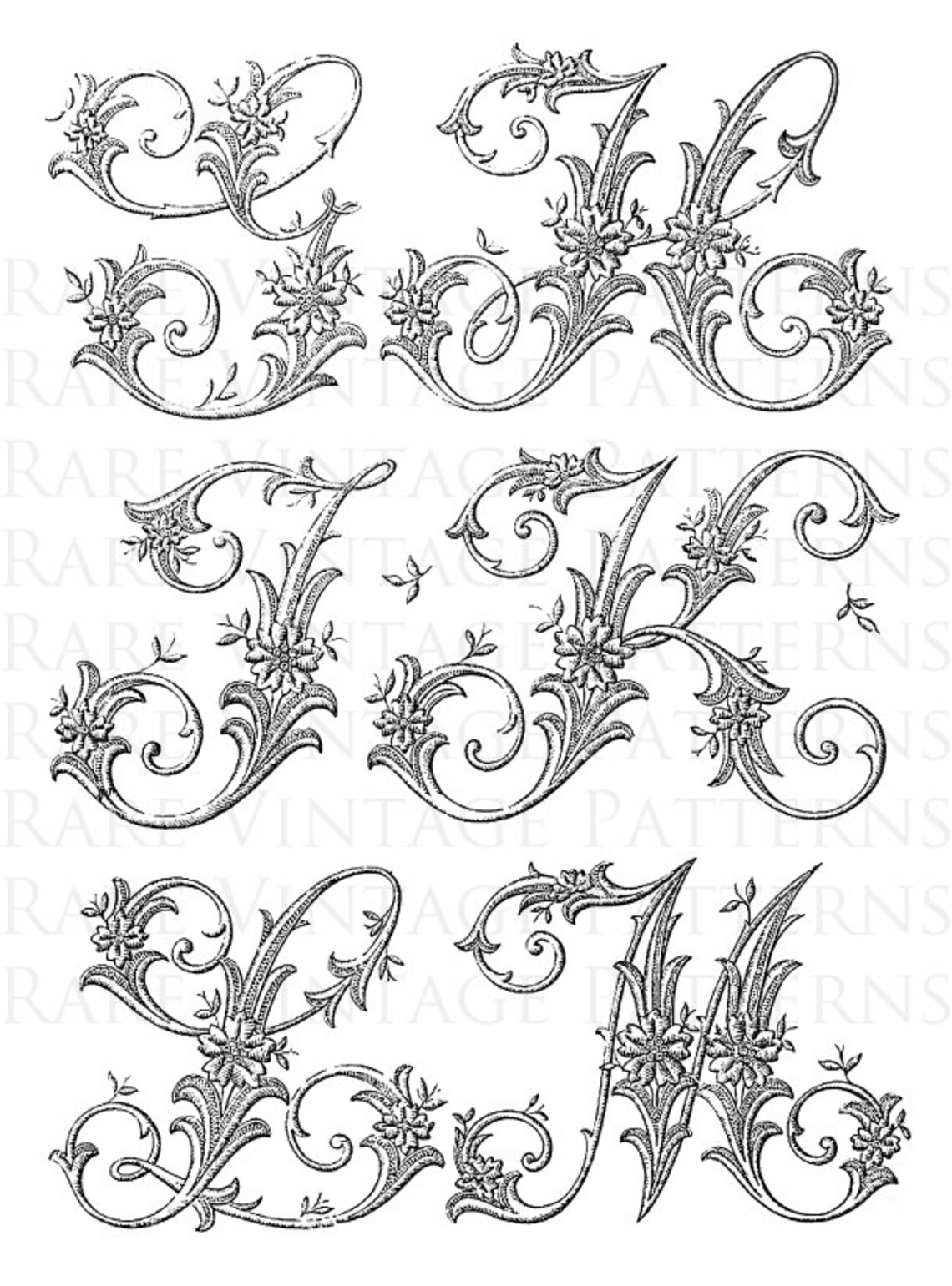 FRENCH ALPHABET #1 LETTERS Stencil Initials G-H-J-K-L-M Jpg Png 5xfiles ...