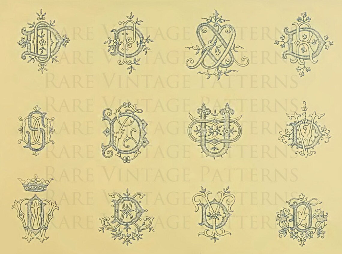 FRENCH MONOGRAMS STENCIL 5x Files Jpg Png Transparent and Reverse ...