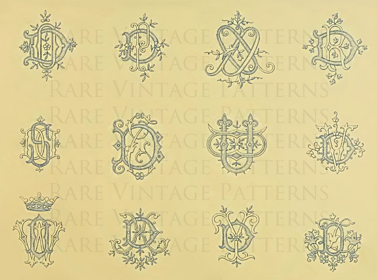 FRENCH MONOGRAMS STENCIL 5x Files Jpg Png Transparent and Reverse ...