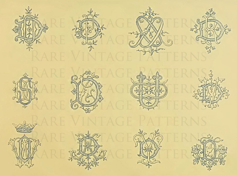 FRENCH MONOGRAMS STENCIL 5x Files Jpg Png Transparent and Reverse ...