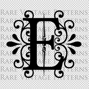 FANCY ALPHABET STENCIL Large Size Letter - E - Monogram Initial Png ...
