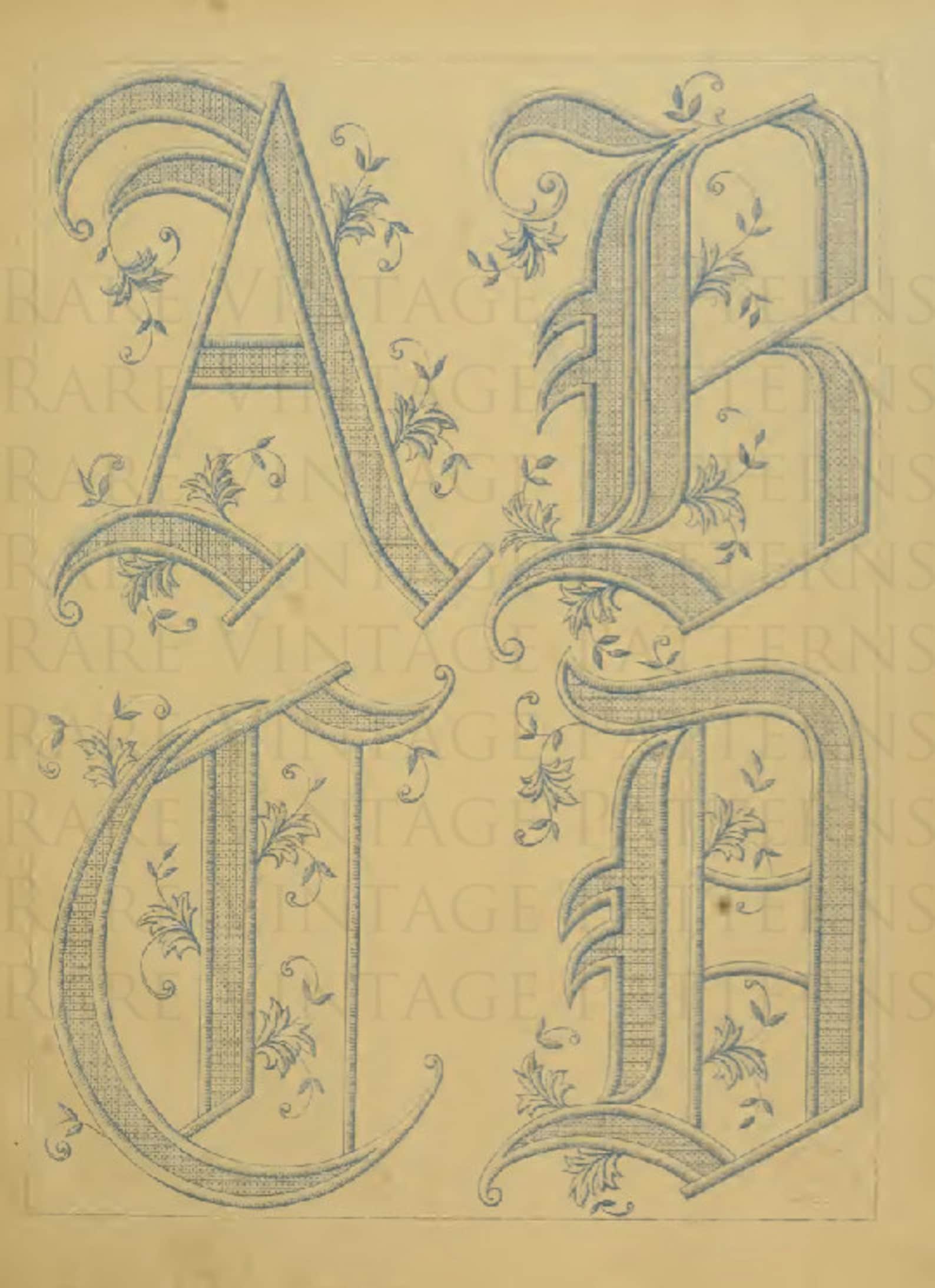 FRENCH ALPHABET LETTERS Stencil Initials A-B-C-D 5 X Files Jpg Png ...