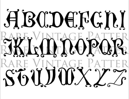 FANCY ALPHABET STENCIL A to Z Initials on One A4 Page Clip Art 4 X ...
