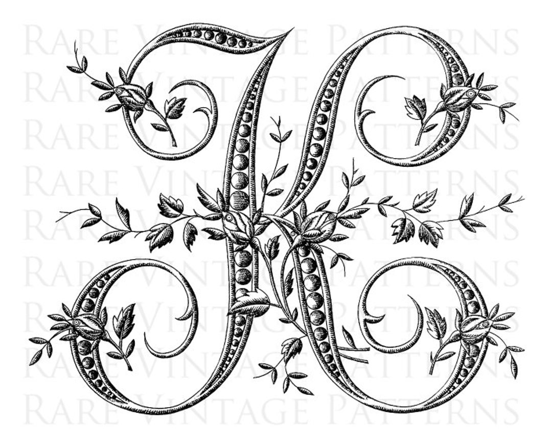 FRENCH ALPHABET STENCIL Large Letter - K - Monogram Initial Png ...
