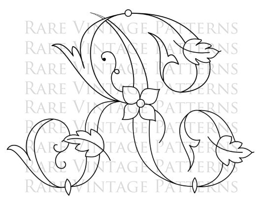 FRENCH FLORAL Large Letter - R - Monogram Initial Png Transparent and ...