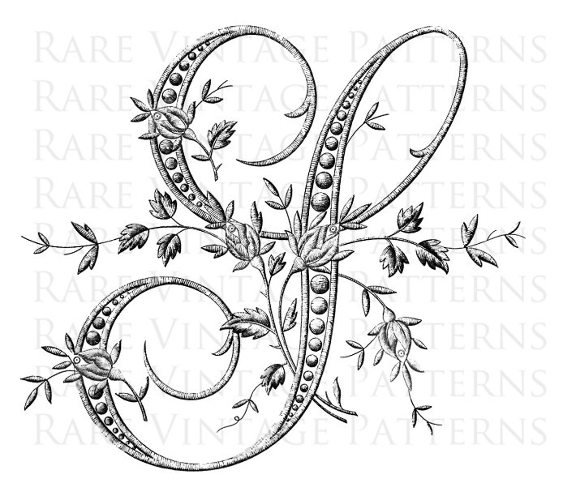 FRENCH ALPHABET STENCIL Large Letter - S - Monogram Initial Png ...