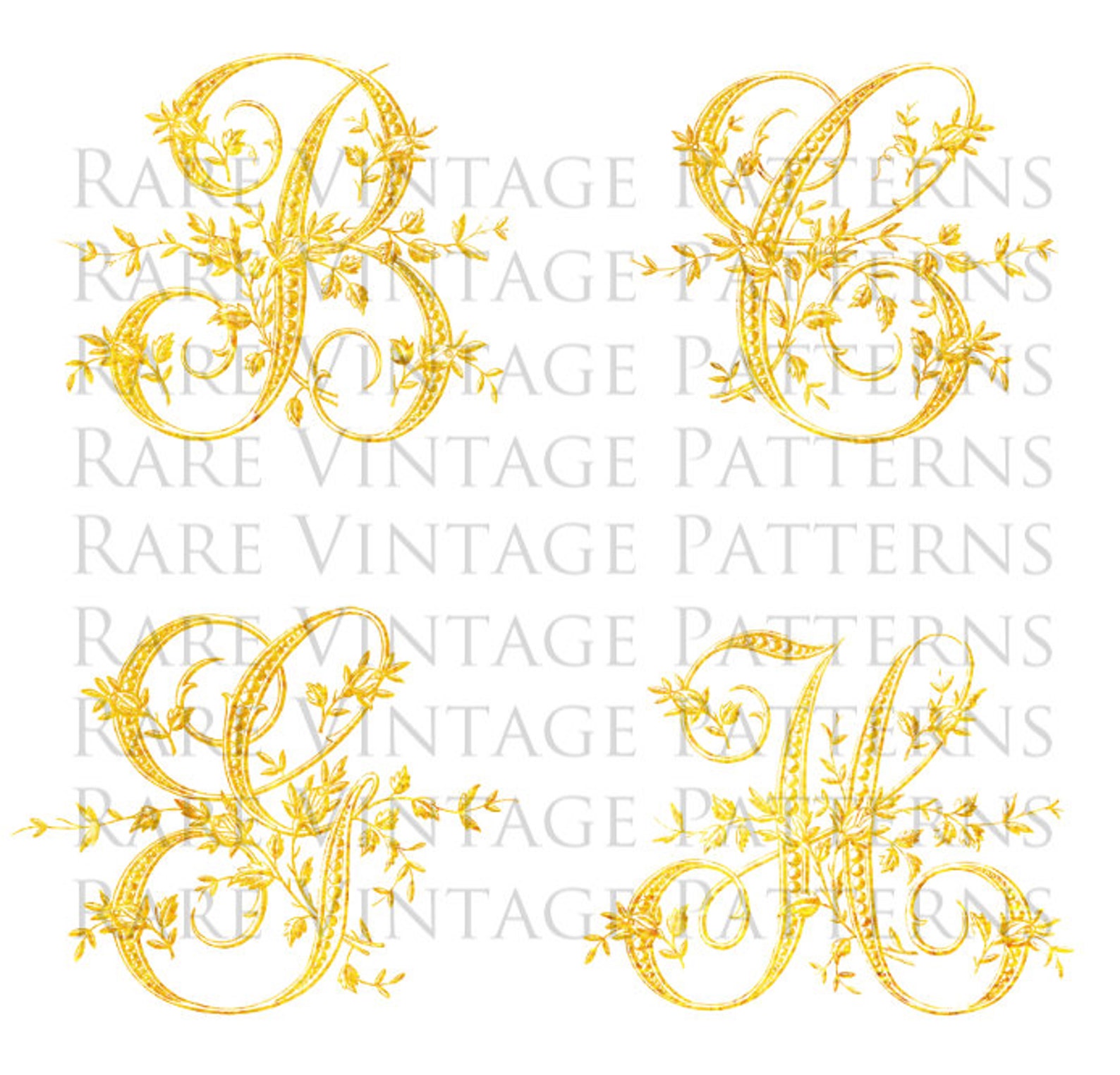 Fancy French GOLD ALPHABET STENCIL A to Z Initials on One A4 Page ...