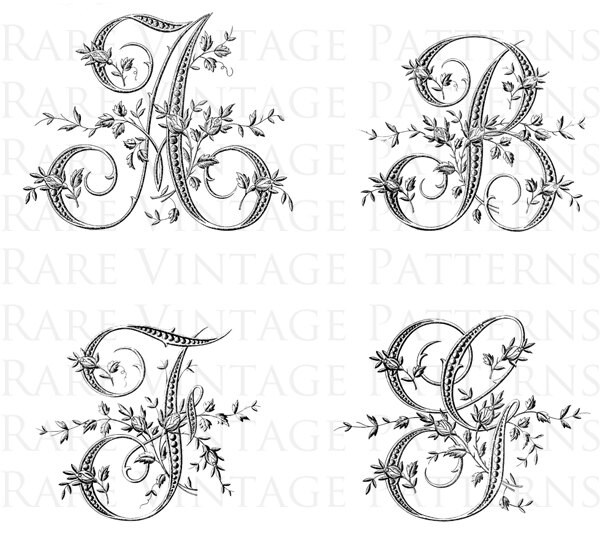 Fancy FRENCH ALPHABET STENCIL A to Z Initials on One A4 Page 5xfiles ...