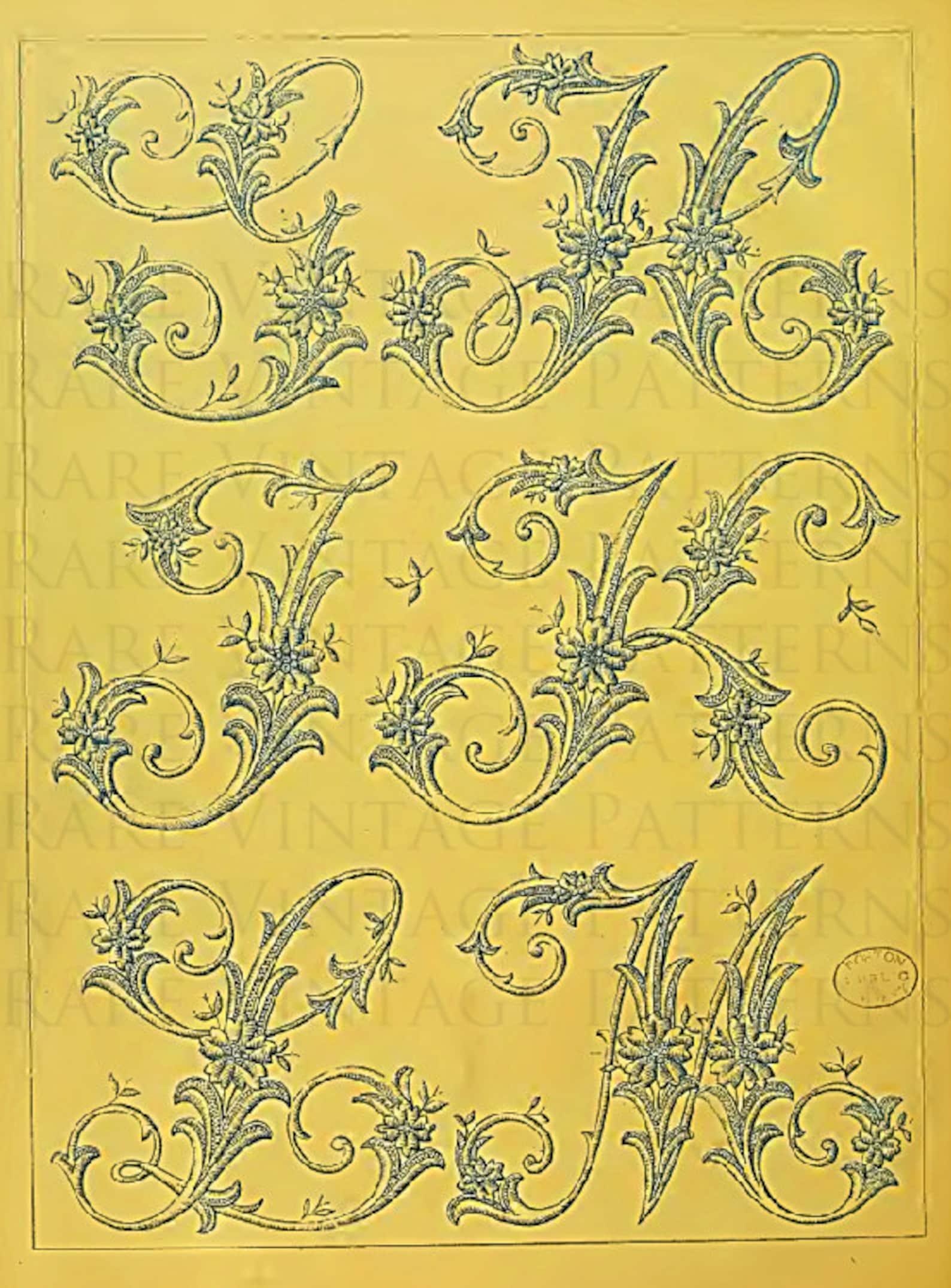 FRENCH ALPHABET #1 LETTERS Stencil Initials G-H-J-K-L-M Jpg Png 5xfiles ...