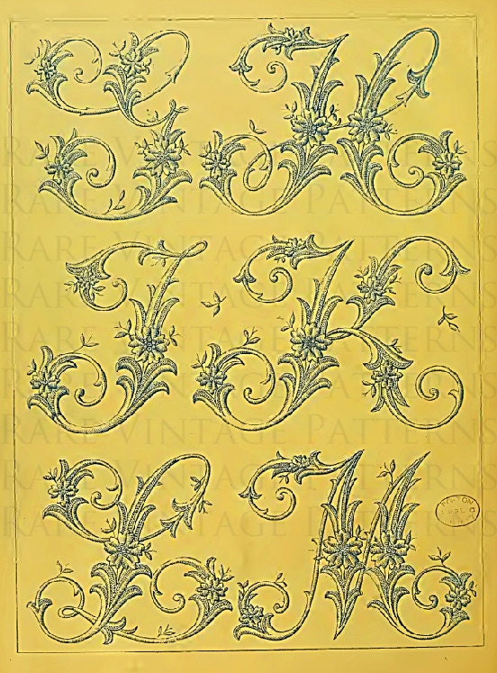 FRENCH ALPHABET #1 LETTERS Stencil Initials G-H-J-K-L-M Jpg Png 5xfiles ...