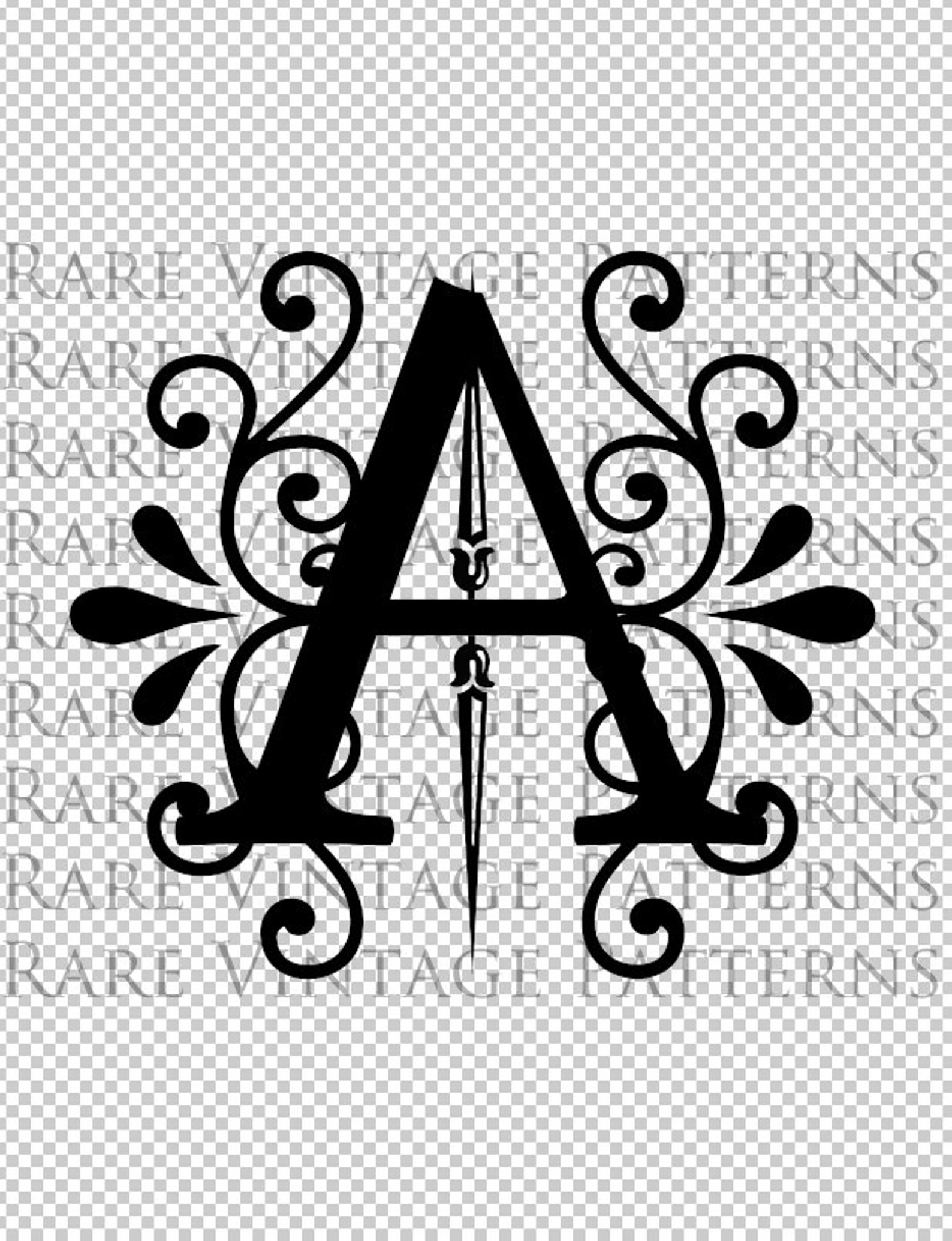 FANCY ALPHABET STENCIL Large Size Letter - A - Monogram Initial Png ...
