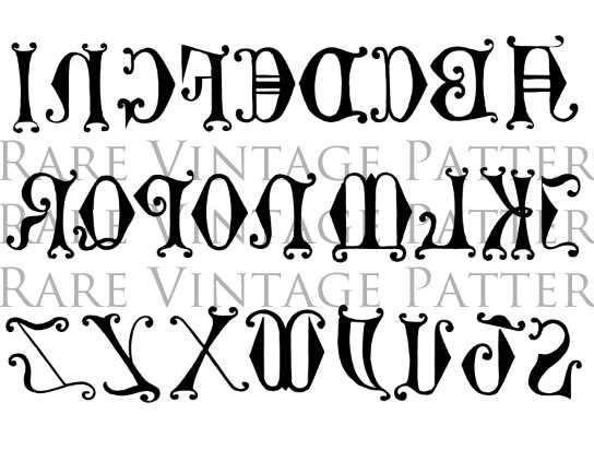 FANCY ALPHABET STENCIL A to Z Initials on One A4 Page Clip Art 4 X ...