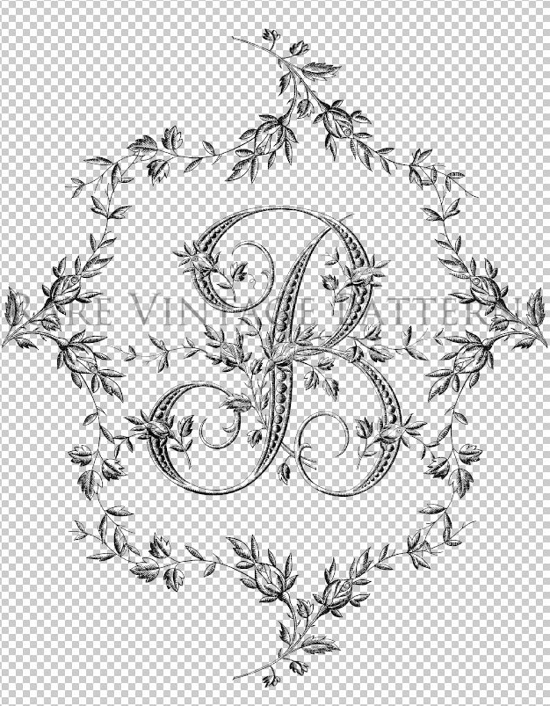 FRENCH ALPHABET MONOGRAM Stencil Large Letter -B- 4 X Files Jpg Png ...