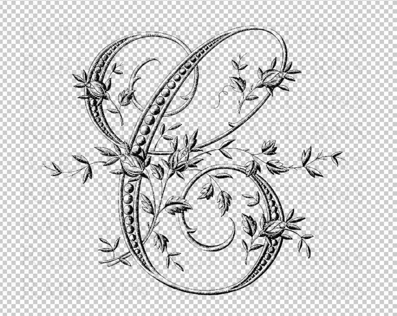 FRENCH ALPHABET STENCIL Large Letter - C - Monogram Initial Png ...
