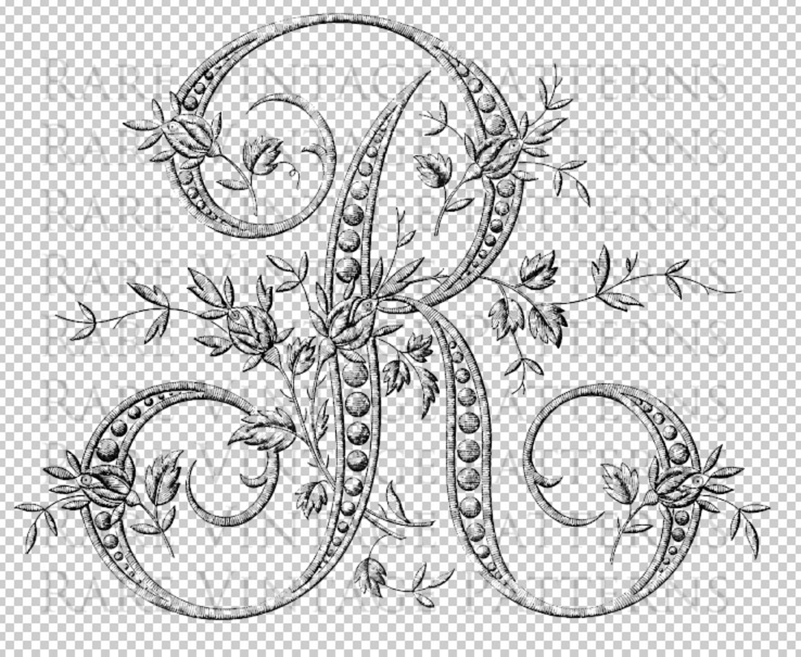 FRENCH ALPHABET STENCIL Large Letter - R - Monogram Initial Png ...