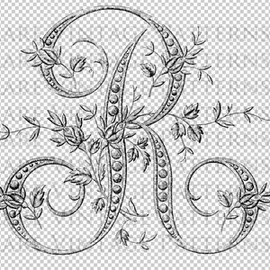 FRENCH ALPHABET STENCIL Large Letter - R - Monogram Initial Png ...