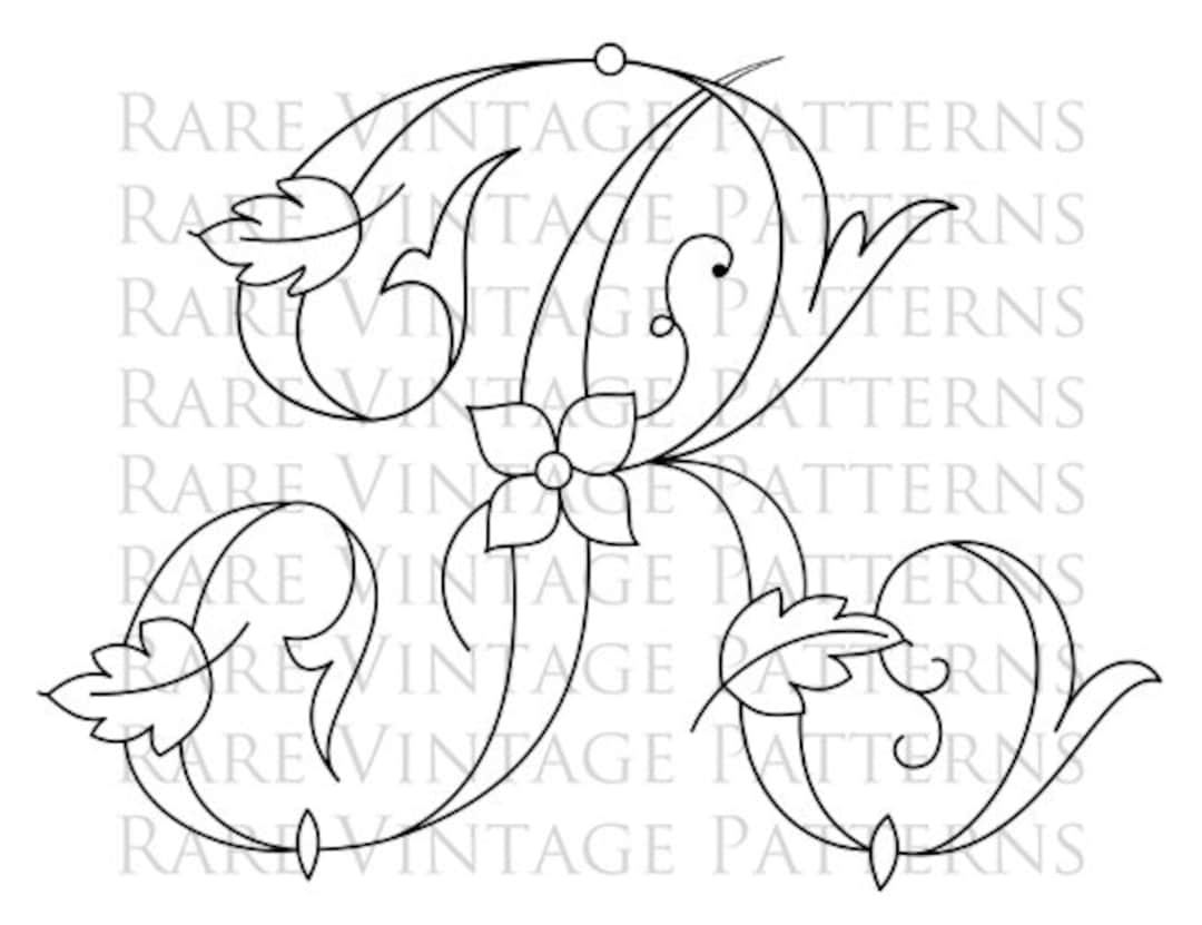 FRENCH FLORAL Large Letter - R - Monogram Initial Png Transparent and ...