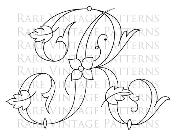 FRENCH FLORAL Large Letter R Monogram Initial Png | Etsy